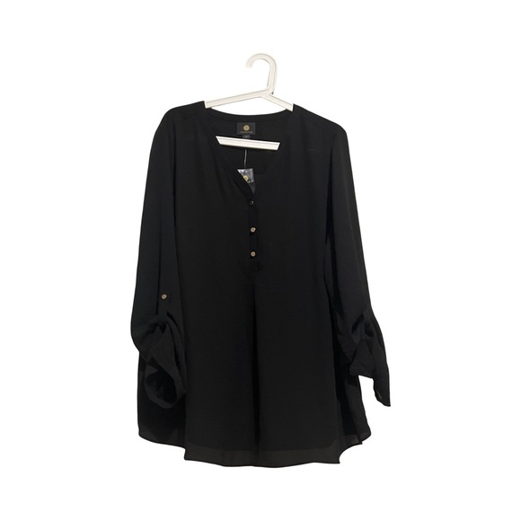 JM Collection | Tops | Jm Collection Black Buttondown Blouse | Poshmark